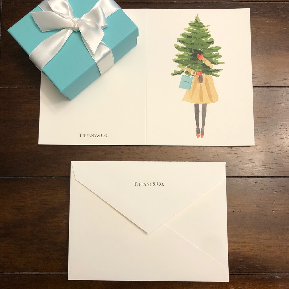 Set Of 8 Tiffany Christmas Cards - Girl With Tree - Gem